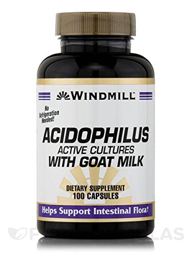 Windmill acidophilus dietary supplement caplets with goat milk - 100 e ...